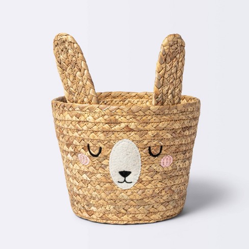 Braided Water Hyacinth Small Round Storage Basket - Rabbit - Cloud ...