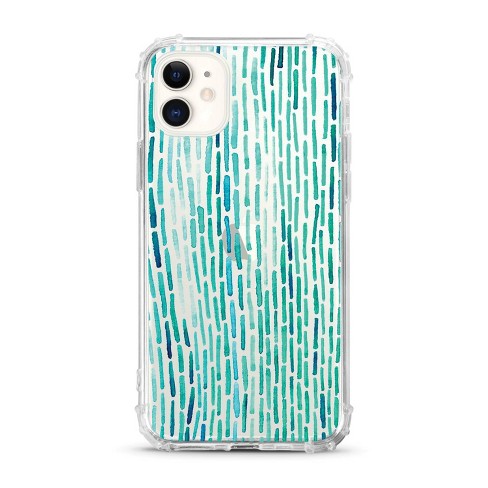 Otm Essentials Apple Iphone 11/xr Tough Edge Geometrics & Patterns Clear Case - Dashes Peacock ...