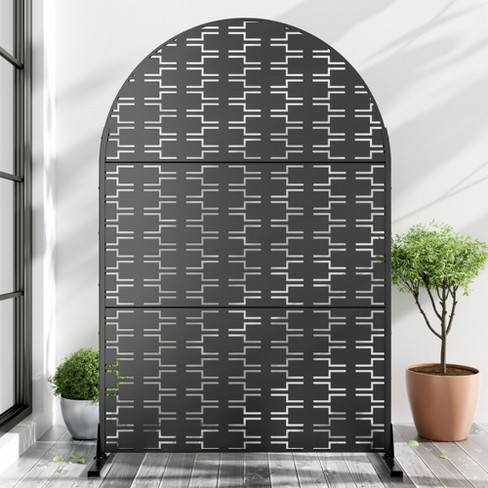 Pexfix 72 In. X 47 In. Arched Outdoor Metal Privacy Screen Garden Fence ...