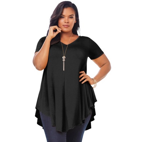 Roaman's Women's Plus Size V Neck Ultra Drape Swing Tunic - 14/16 ...