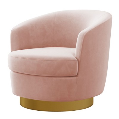 Velvet 360° Swivel Accent Armchair, Barrel Chair With Black Powder ...