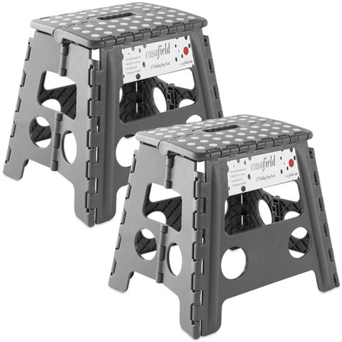 Casafield 13" Folding Step Stool With Handle (set Of 2) - Gray ...