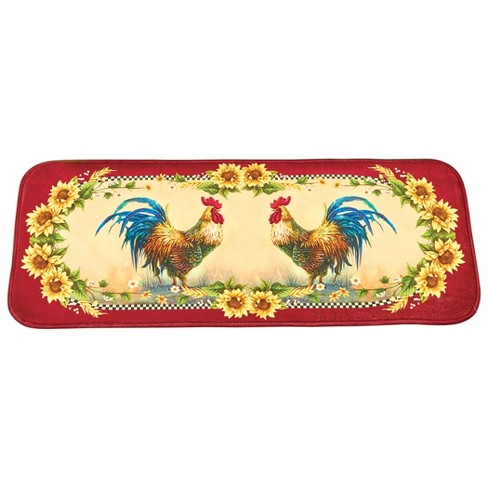 Collections Etc Rooster & Sunflowers Slip-resistant Braided Kitchen ...