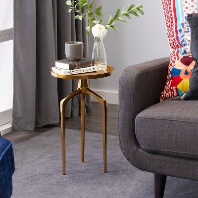 Small Contemporary Metal Tripod Accent Table Gold - Olivia & May : Target