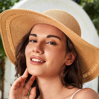 Shiraleah Natural Alba Sun Hat With Red Trim : Target