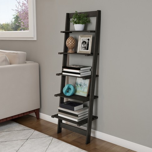 Hastings Home 5-tier Leaning Ladder Bookshelf, Black : Target