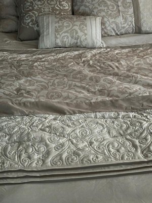 510 Design 8pc King Casey Embroidered Comforter Set Neutral: Microfiber ...