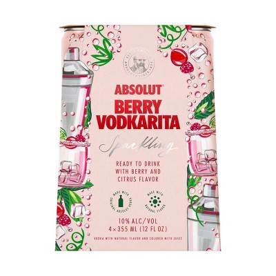 Absolut Berry Vodkarita Sparkling Vodka Cocktail - 4pk/355ml Cans : Target