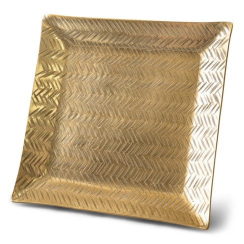 India Handicrafts 16351 Antiqued Gold Tone Square Chevron 10 Inch ...