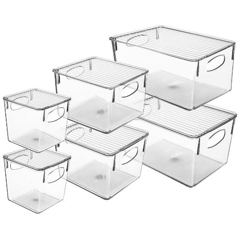 Sorbus 6 Piece Variety Pack Clear Acrylic Storage Bins With Handles And ...