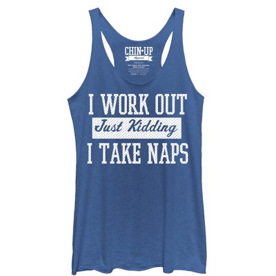 Women's Chin Up Oh My Quad Racerback Tank Top - Royal Blue Heather ...