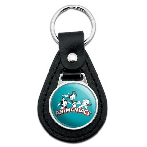 Animaniacs B&W Logo Black Leather Keychain : Target