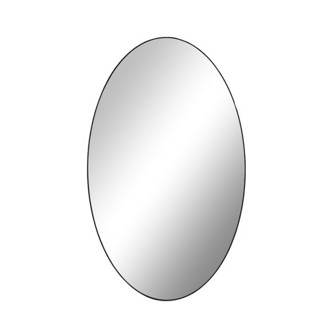 Contemporary Wood Oval Wall Mirror Black - Olivia & May: Decorative ...