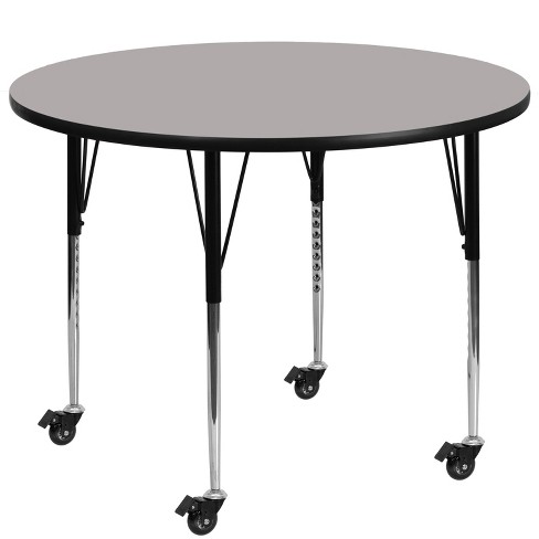 Emma And Oliver Mobile 42" Round Hp Laminate Adjustable Activity Table ...
