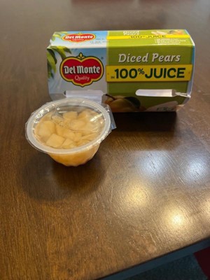 Del Monte Diced Pears In 100% Juice Fruit Cups 4pk - 4oz : Target