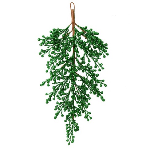 Vickerman 33" Green Glitter Berry Artificial Christmas Door Swag, Unlit ...