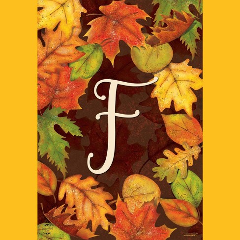 Fall Leaves Monogram Letter F Garden Flag Autumn 18" X 12.5" Briarwood ...