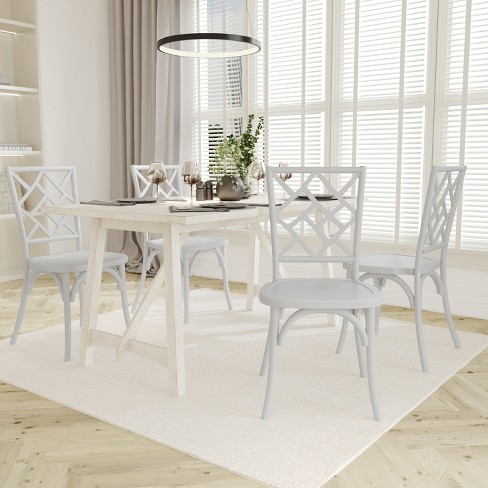 Emma And Oliver Set Of 2 Solid Wood Stack Dining Chairs With Decorative ...