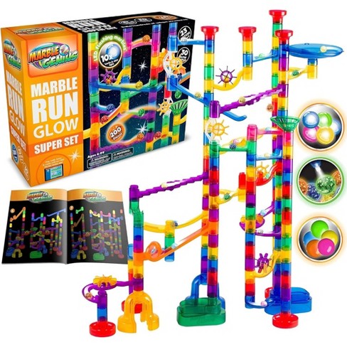 Marble Genius Glow Marble Run Set 200 Pcs Glow In The Dark Instruction App Access Full Color Instruction Manual Target