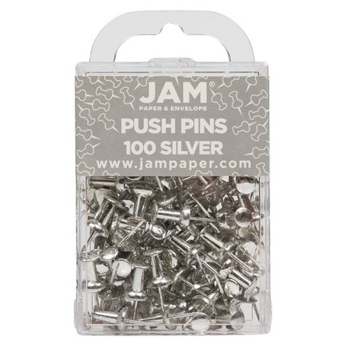 Jam Paper 100pk Colorful Push Pins - Silver : Target