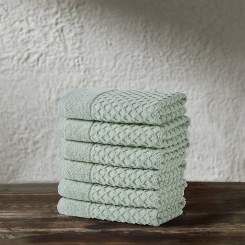 6pc Cotton Diamond Textured Hand Towel Set Pale Green - Isla Jade ...