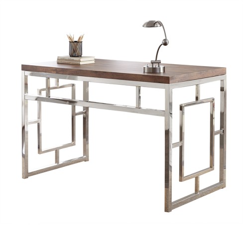 Steve Silver Co. Alize Chrome Writing Desk Natural: Modern Office ...