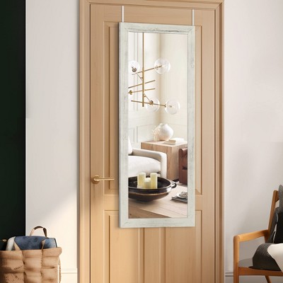 Elio 47"x18" Over The Door Mirror Full Length Door Mirror With Wood ...