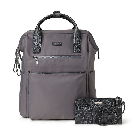 Baggallini Soho Backpack Laptop Travel Bag - Smoke / Faux Python Trim ...
