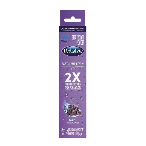 Pedialyte Fast Hydration Electrolyte Powdered Drink - Grape - 1.2oz/4pk ...