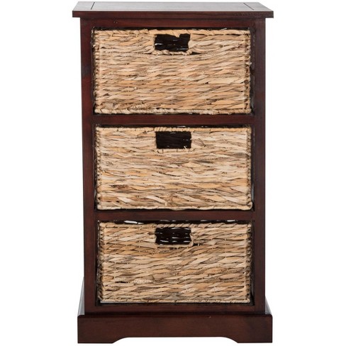 Halle 3 Wicker Basket Storage Side Table - Cherry - Safavieh. : Target