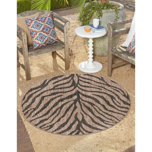 Unique Loom 10' 0 X 10' 0 Round Indoor/outdoor Safari Natural Area Rug ...