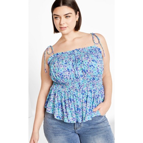 Women's Plus Size Lyla Print Top - Blue | City Chic : Target