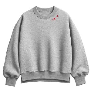Women's - Instant Message - Heart Doodles Oversized Fleece Crew ...