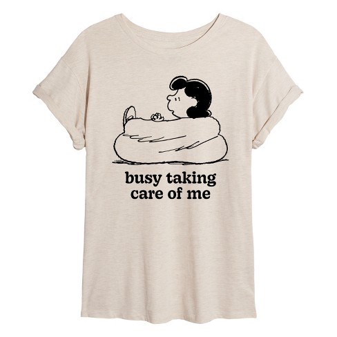 Women's Peanuts Busy Taking Care Of Me Oversized Graphic T-shirt ...