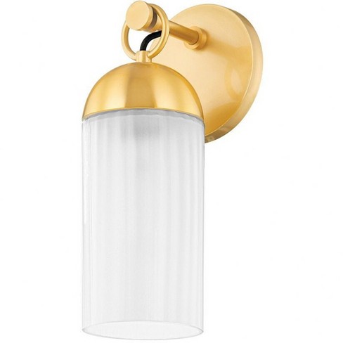 Mitzi Emory 1 - Light Wall Light In Aged Brass Clear Ribbed Shade : Target