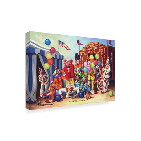 Trademark Fine Art -d. Rusty Rust 'ten Clowns' Canvas Art : Target