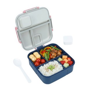 REGALWOVEN Tough Plastic Leak-Resistant Built-in Utensil Adult Bento ...