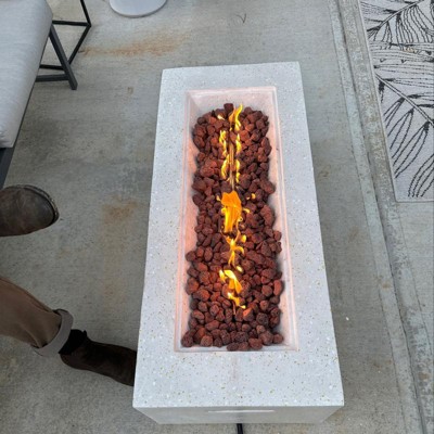Costway 42'' Terrazzo Fire Pit Table 50,000 Btu Rectangle Propane Fire ...