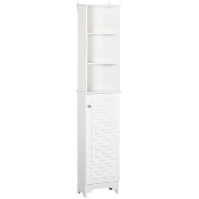 Homcom Tall Bathroom Storage Cabinet/freestanding Linen Tower With 3 ...