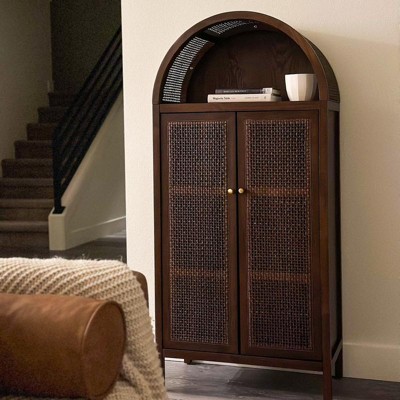 Woven Arched Wood Cabinet Light Brown - Threshold™ : Target