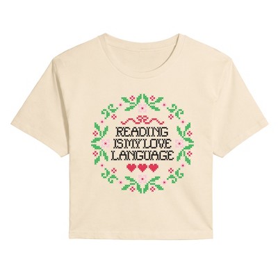 Women's - Instant Message - Reading Is My Love Language Cropped Graphic ...