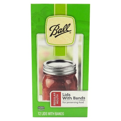 Ball 12pk Glass Mason Jar Lids And Bands - Regular Mouth : Target