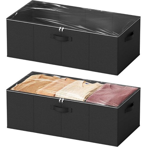 2 Pack Under Bed Storage Bins With Lids - 10" High Large Organizers For ...