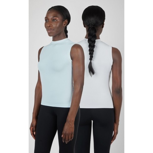 Yogalicious Womens 2 Pack Mock Neck Presley Fitted Tank Top - Plein Air ...