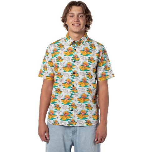 Neff Men's Hawaiian Duck Aop Adult Button-down Short Sleeve T-shirt ...
