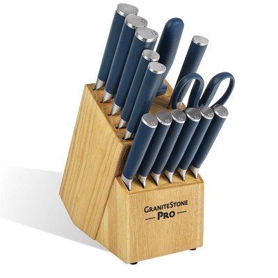Granitestone Pro Nutriblade 14 Piece Stainless Steel Blue Knife Set ...
