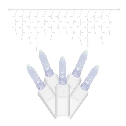 Vickerman 70 Cool White M5 Led Icicle Light On White Wire, 9' Christmas ...