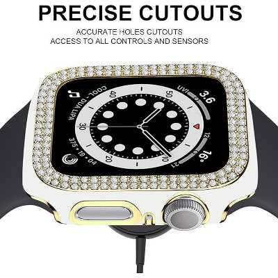 Worryfree Gadgets Bling Bumper Case For Apple Watch 45mm, White/gold ...