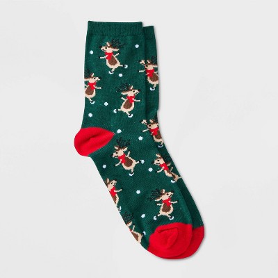 Festive Frolicking Reindeers Holiday Socks (women's Sizes Adult Medium ...