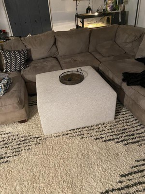 Boucle Upholstered Square Cocktail Ottoman - Oatmeal - Hearth & Hand ...